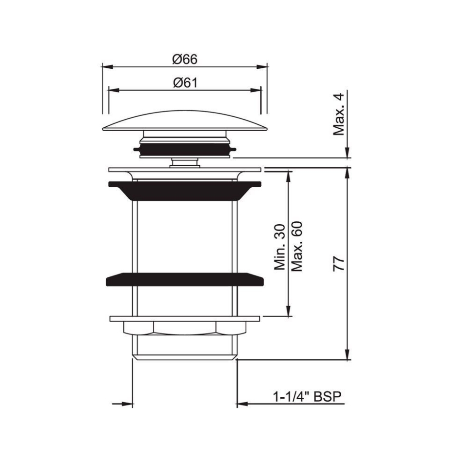 Jaquar Faucets, Allied, Click Clack Basin Waste, ALD-CHR-727